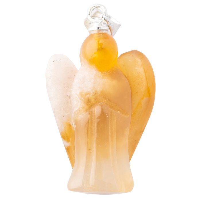 Flower Agate Angel Pendant, Silver Plated Bail 20mm (1pc) NETT