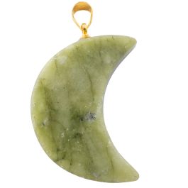 Serpentine Moon Pendant 30mm, Gold Plated Bail (1pc) NETT