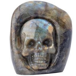 Labradorite Skull Relief Carving (2.25x1.5x3.5") (1pc) SPECIAL